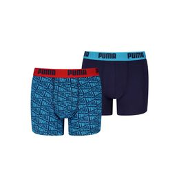 Boxershorts Puma "Puma BOYS FLAG PRINTED BOXERS", Jungen, Gr. 134/140, navy, speed blau, rot, Single Jersey, Obermaterial: 95% Baumwolle, 5% Elasthan, k&ouml;rpernah, Unterhosen, mit Logobund