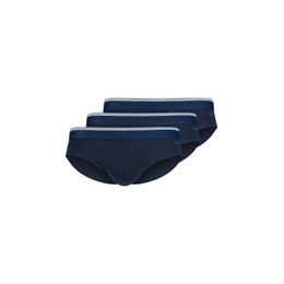 Brasilslip Skiny "Cotton Multipack", Herren, Gr. L, blau (crown blau), Obermaterial: 95% Baumwolle, 5% Elasthan, unifarben mit Farbeinsatz, normal, Unterhosen, klassisch, basic, elastisch, bequem, kein Einschneiden, Baumwollmix