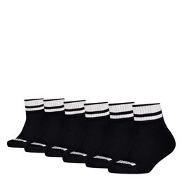 Kurzsocken Puma "Puma KIDS CLYDE CUSHIONED QUARTER 6P ECOM", Damen, Gr. 27-30, schwarz, Materialmix, gestreift, unifarben mit Farbeinsatz, Socken, mit gepolstertem Fu&szlig;bett