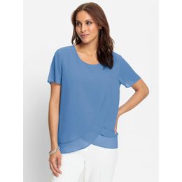 Georgettebluse Lady, Damen, Gr. 36, blau (himmelblau), 100% Polyester, unifarben, Rundhals, Blusen