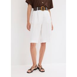 bonprix Bermuda aus softem Viskose-Mix, wei&szlig;, Gr.38, Bermuda mit G&uuml;rtel aus softem Viskose-Mix