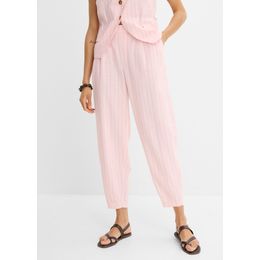 bonprix Schlupfhose aus k&uuml;hlendem Leinen-Mix, rosa, Gr.42, Luftige Leinen-Mix Ballonhose mit Streifen, aus Leinen,Viskose