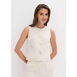 bonprix Weste mit Rundhalsausschnitt, beige, Gr.50, Weste mit Rundhalsausschnitt und Knopfleiste vorne