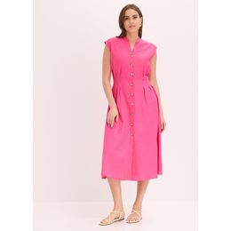 bonprix Midikleid aus leichtem Leinen-Mix, pink, Gr.50, modernes tailliertes Kleid aus luftigem Leinenmix