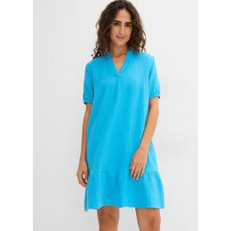 bonprix Minikleid aus Musselin, blau, Gr.52, H&uuml;bsches Musselin-Kleid mit Volant., aus Musselin