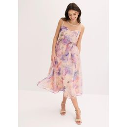 bonprix Midikleid aus zartem T&uuml;ll, rosa, Gr.36, Bezauberndes Midikleid aus zartem T&uuml;ll mit Netz-Einsatz und Binde-Detail an der Taille