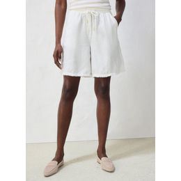 bonprix Bermuda aus reinem Leinen, wei&szlig;, Gr.40, sommerliche Bermuda mit Fransen aus hochwertigen Leinen