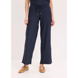 bonprix Marlenehose mit Leinenmischung, blau, Gr.36, klassische Marlenehose mit Leinenmischung