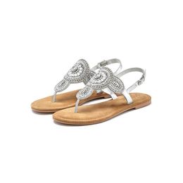 Lascana Zehentrenner 'Sandalette, Sommerschuh, offener Schuh,' grau Gr. 36 f&uuml;r Damen. Mit Zierperlen, Steinchen. Nachhaltig.