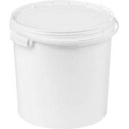 Eimer, mit Deckel & Griffen, 10 l, &Oslash; 270 x H 264,5 mm, ISO-Norm, lebensmittelecht, temperaturbest&auml;ndig, stapel- & nestbar, recycelbares PP, wei&szlig;, 5 St&uuml;ck