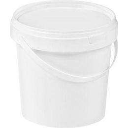 Eimer, mit Deckel & Griffen, 1 l, &Oslash; 132,5 x H 131 mm, ISO-Norm, lebensmittelecht, temperaturbest&auml;ndig, stapel- & nestbar, recycelbares PP, wei&szlig;, 10 St&uuml;ck