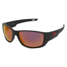 Julbo ROOKIE 2 | Kinder-Sonnenbrille | Fassung: Vollrand, Quadratisch, Kunststoff, Schwarz Rot | Glasfarbe: Braun