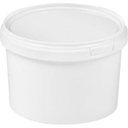 Eimer, mit Deckel & Griffen, 0,5 l, &Oslash; 117,5 x H 81,5 mm, ISO-Norm, lebensmittelecht, temperaturbest&auml;ndig, stapel- & nestbar, recycelbares PP, wei&szlig;, 10 St&uuml;ck