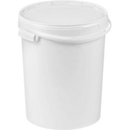 Eimer, mit Deckel & Griffen, 12 l, &Oslash; 290 x H 261 mm, ISO-Norm, lebensmittelecht, temperaturbest&auml;ndig, stapel- & nestbar, recycelbares PP, wei&szlig;, 5 St&uuml;ck