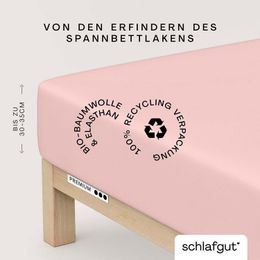 Spannbettlaken Schlafgut "PREMIUM Mako-Zwirn-Jersey, 220 g/m&sup2;, 95% Bio-Baumwolle, 5% Elasthan", lila (lila light), 1 Stk., Mako-Zwirn-Jersey, 180-200x200-220 30cm, Mako-Zwirn-Jersey, Obermaterial: 95% Baumwolle, 5% Elasthan, Bettlaken, Spannbettlaken, Bettlaken bis 30 cm H&ouml;he, PREMIUM-Qualit&auml;t langlebig, perfekter Sitz