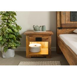 Nachttisch Mango / Altholz 50x40x45 natur lackiert RAILWAY LUX #160