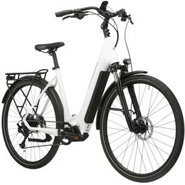 E-Bike KROSS "E-Trekkingrad Trans 5.0 28" wei&szlig; 9 G&auml;nge - Shimano Mittelmotor" Gr. 56, wei&szlig; (wei&szlig;, schwarz), Elektrofahrr&auml;der, 56cm, 28 Zoll (71,12cm), SHIMANO 36 V/250 W, Mittelmotor E5000