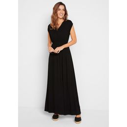bonprix Jersey-Maxikleid aus Viskose-Mix, schwarz, Gr.36/38 (S), Attraktives Shirtkleid in Maxil&auml;nge, aus Viskose