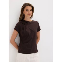 bonprix Shirt aus Baumwolle, braun, Gr.40/42 (M), Shirt mit Knotendetail, aus 100% Baumwolle