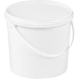 Eimer, mit Deckel & Griffen, 5 l, &Oslash; 225 x H 188 mm, ISO-Norm, lebensmittelecht, temperaturbest&auml;ndig, stapel- & nestbar, recycelbares PP, wei&szlig;, 10 St&uuml;ck