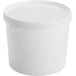 Eimer, mit Deckel & Griffen, 30 l, &Oslash; 380 x H 390 mm, ISO-Norm, lebensmittelecht, temperaturbest&auml;ndig, stapel- & nestbar, recycelbares PP, wei&szlig;, 5 St&uuml;ck
