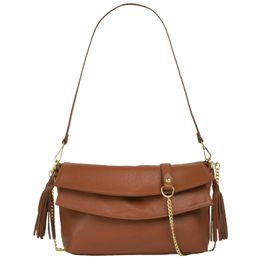 Umh&auml;ngetasche Samantha Look, Damen, Gr. B/H/T: 33cm x 20cm x 6cm onesize, cognac, Leder, leicht gl&auml;nzend, unifarben, Taschen Umh&auml;ngetasche, echt Leder, Made in Italy