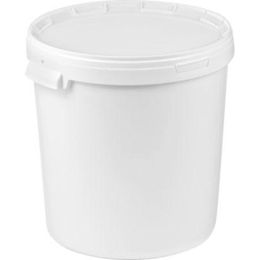 Eimer, mit Deckel & Griffen, 25 l, &Oslash; 326 x H 401 mm, ISO-Norm, lebensmittelecht, temperaturbest&auml;ndig, stapel- & nestbar, recycelbares PP, wei&szlig;, 5 St&uuml;ck