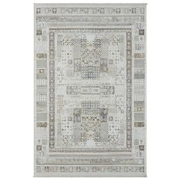 Pharao24.de Rechteck Teppich gemustert in Hellgrau und Cremefarben Vintage Look