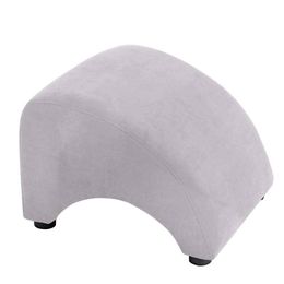 Pharao24.de Sessel Polsterhocker modern in Silbergrau Velour 37 cm hoch