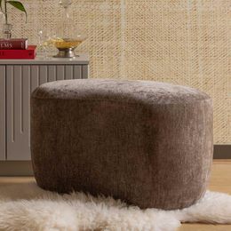 Pharao24.de Sitzhocker Polsterhocker in Taupe aus Chenillegewebe