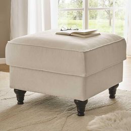 Pharao24.de Couchhocker Beige im Vintage Look Vierfu&szlig;gestell aus Holz