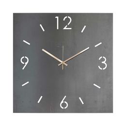 Pharao24.de Quadratische Wanduhr in Grau Stahl