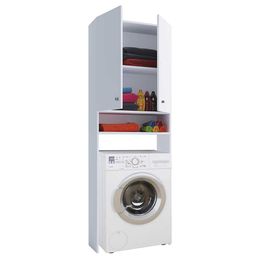 Pharao24.de Waschmaschinenumbau Schrank in Wei&szlig; 184 cm hoch - 70 cm breit