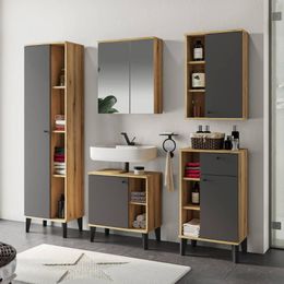Pharao24.de Waschplatz Set Badezimmerm&ouml;bel Set in modernem Design 190 cm hoch (f&uuml;nfteilig)