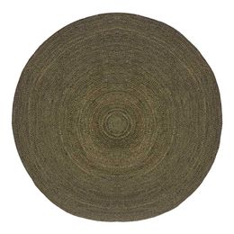 Pharao24.de Runder Jute Teppich in Oliv Gr&uuml;n modernem Design