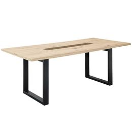 Pharao24.de B&uuml;gelgestell Esstisch in Wildeichefarben und Schwarz modernes Design