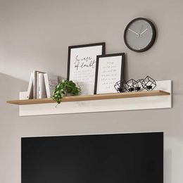 Pharao24.de Wohnzimmer Wandboard in Wei&szlig; und Wildeiche Optik Skandi Design