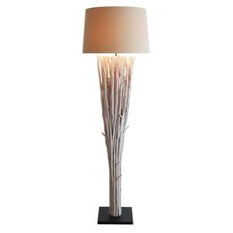 Pharao24.de Stehlampe Skandi weiss aus Treibholz 175 cm hoch - 55 cm breit
