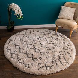 Pharao24.de Langflor Shaggy Teppich in Cremefarben und Grau Skandi Design