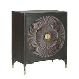 Pharao24.de Wohnzimmerkommode in Schwarz Mangobaum Massivholz und Metall