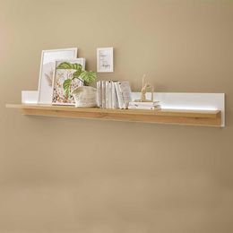 Pharao24.de Wand Regal in Wei&szlig; und Wildeiche NB LED Beleuchtung