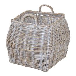 Pharao24.de Rattankorb white wash im Landhausstil 50 cm breit