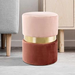 Pharao24.de Samt Hocker in Altrosa und Goldfarben modern