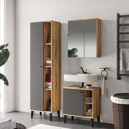 Pharao24.de Badm&ouml;belkomplettset Waschplatz Set 190 cm hoch melaminbeschichtet (dreiteilig)