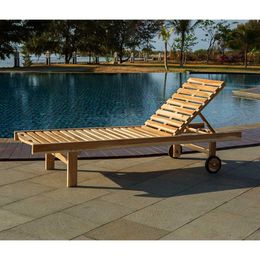 Pharao24.de Rollenliege aus Teak Massivholz Garten