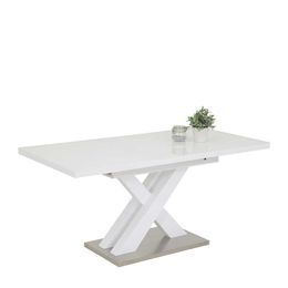 Pharao24.de Tisch Wei&szlig;-Glas ausziehbar in modernem Design Hochglanz