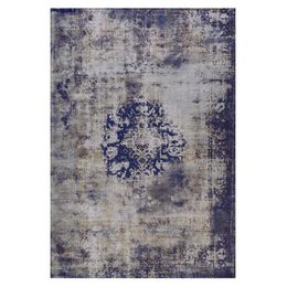 Pharao24.de Vintage Kurzflor Teppich in Blau und Grau 1 cm hoch
