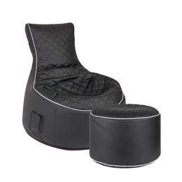 Pharao24.de Sessel Sitzsack in Schwarz Kunstleder Hocker