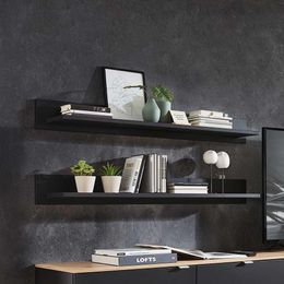 Pharao24.de Schwarzes Wohnzimmer Regal in modernem Design 120 cm breit