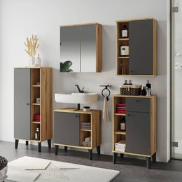 Pharao24.de Badezimmerm&ouml;belset Badm&ouml;belkomplettset in modernem Design 33 cm tief (f&uuml;nfteilig)